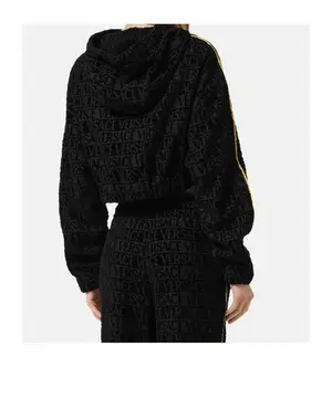 Versace All Over Monogram Cropped Hoodie