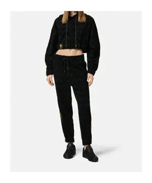 Versace All Over Monogram Cropped Hoodie