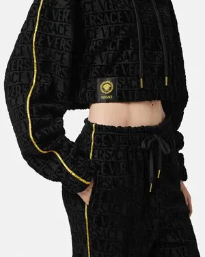 Versace All Over Monogram Cropped Hoodie
