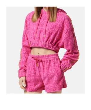 Versace Cropped Hoodie With I Baroque Print