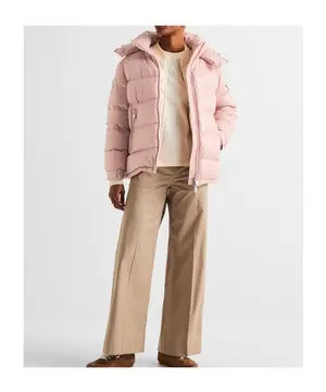 Moncler Glossy Horizontal-quilted Down Jacket With Hood - Pink