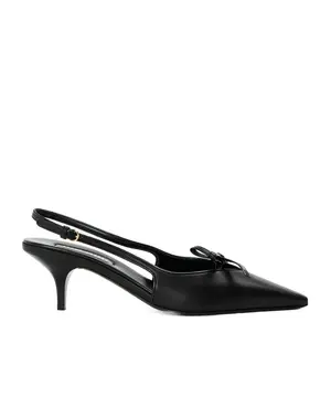 Miu Miu Logo Bow Kitten Slingbacks - Black