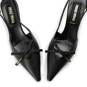 Miu Miu Logo Bow Kitten Slingbacks