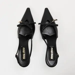 Miu Miu Logo Bow Kitten Slingbacks