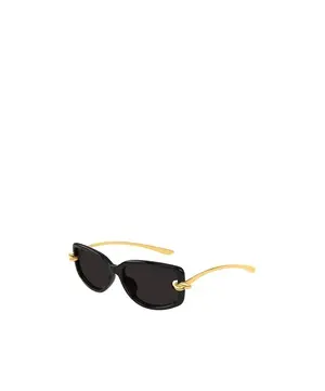 Bottega Veneta Rectangle Frame Sunglasses With Gold Tone Accents