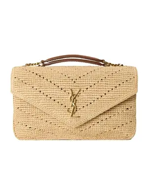 Saint Laurent Raffia Shoulder Bag With Chain Strap