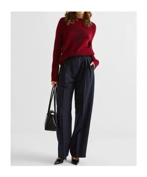 Prada Crew Neck Knit Sweater With Embroidered Graphic