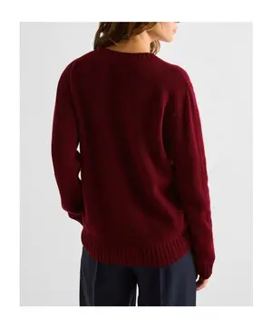 Prada Crew Neck Knit Sweater With Embroidered Graphic
