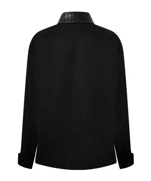 Bottega Veneta Long Sleeve Textured Faux Leather Collar Shirt