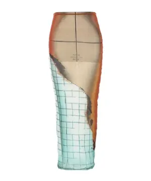 JEAN PAUL GAULTIER Jean Paul Gaultier Graphic Printed Tulle Skirt Nude