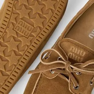 Miu Miu Suede Boat Shoes With Tie Fastening