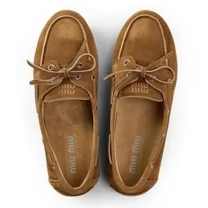 Miu Miu Suede Boat Shoes With Tie Fastening