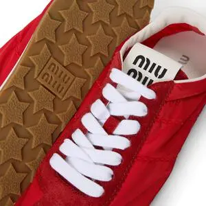 Miu Miu Plume Suede Sneakers - Red