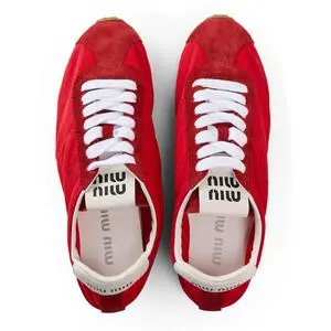 Miu Miu Plume Suede Sneakers - Red