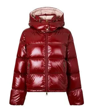 Moncler Cropped Glossy Quilted Down Jacket