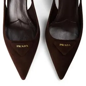 Prada Saffiano Patent Leather Slingback Pumps - Black