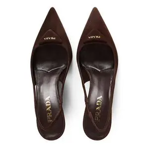 Prada Saffiano Patent Leather Slingback Pumps - Black