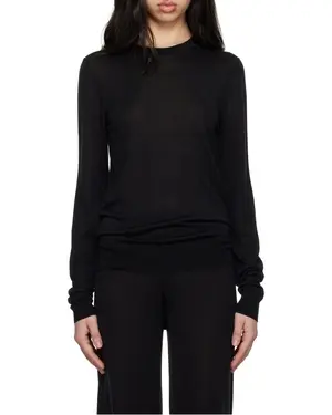 TOTEME Ribbed Hem Crewneck Knitted Jumper - Black