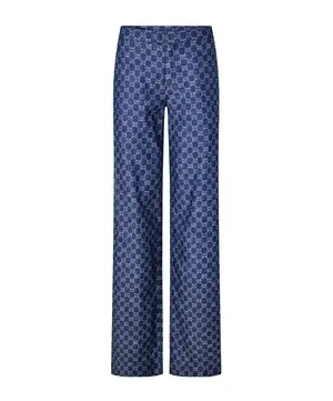 Gucci Navy Monogram Straight-leg Trousers - Blue