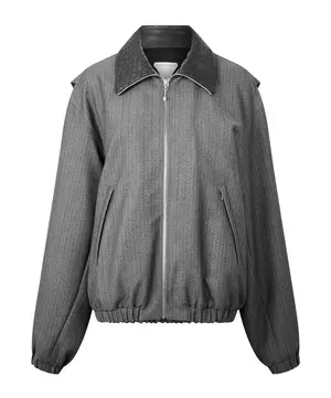 Bottega Veneta Zip Bomber Jacket With Textured Spread Collar