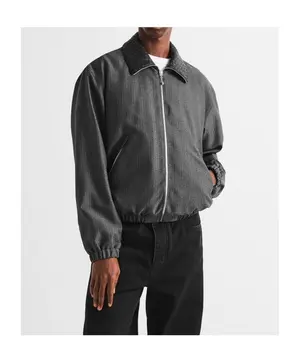 Bottega Veneta Zip Bomber Jacket With Textured Spread Collar
