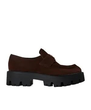 Prada Suede Lug Sole Loafers - Black