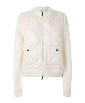 Moncler Hybrid Quilted Bomber Jacket With Knit Sleeves