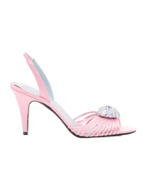 Valentino Garavani Valentino Coeur Royal Satin Slingback Sandals 85mm No