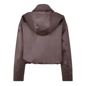 Moncler Cropped Satin Field Jacket With Drawstring Hood - No