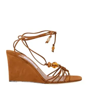 JIMMY CHOO Suede Wedge Sandals