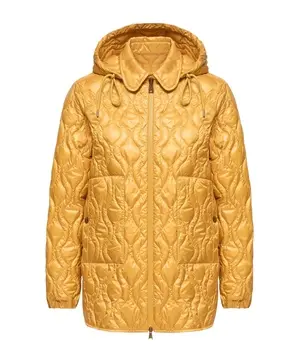 Moncler Balette Geometric Quilted Mid-length Down Jacket - Yellow
