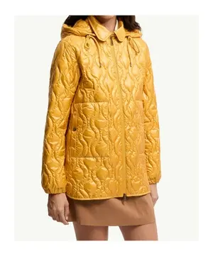 Moncler Balette Geometric Quilted Mid-length Down Jacket - Yellow