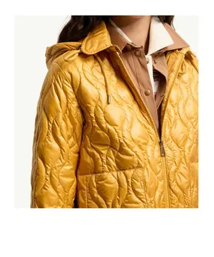 Moncler Balette Geometric Quilted Mid-length Down Jacket - Yellow