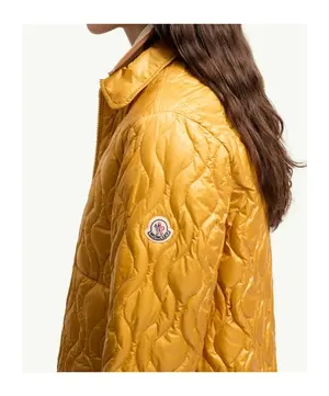 Moncler Balette Geometric Quilted Mid-length Down Jacket - Yellow
