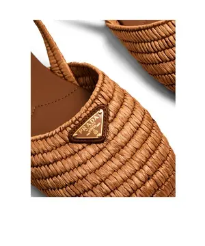 Prada Woven Raffia Slingback Flats