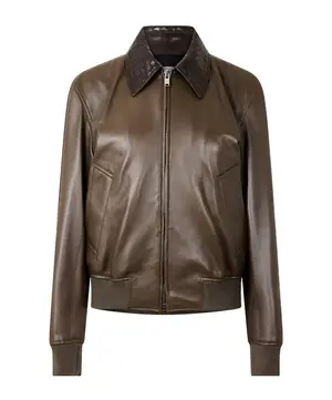 Bottega Veneta Smooth Leather Bomber Jacket