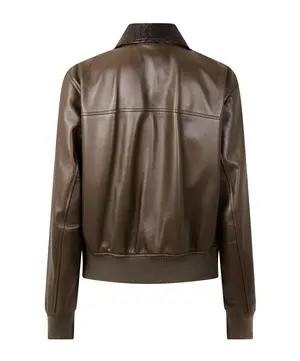 Bottega Veneta Smooth Leather Bomber Jacket - Brown