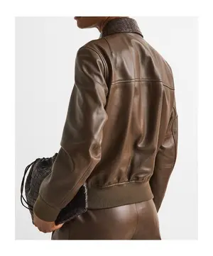 Bottega Veneta Smooth Leather Bomber Jacket - Brown