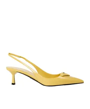 Prada Saffiano Patent Leather Slingback Pumps - Yellow
