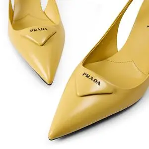 Prada Saffiano Patent Leather Slingback Pumps