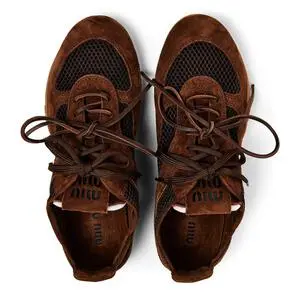 Miu Miu Low-top Lace-up Sneakers - Brown