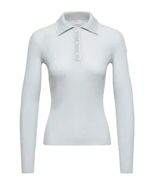 Moncler Wool Long Sleeve Polo Shirt
