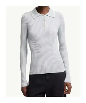 Moncler Wool Long Sleeve Polo Shirt