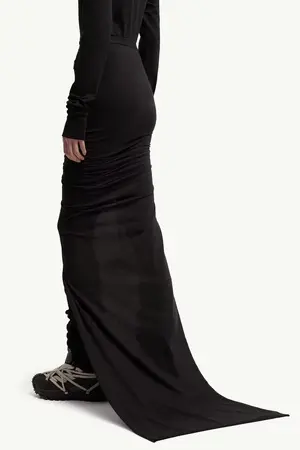 Moncler Rick Owens Ruched Maxi Skirt With Slit