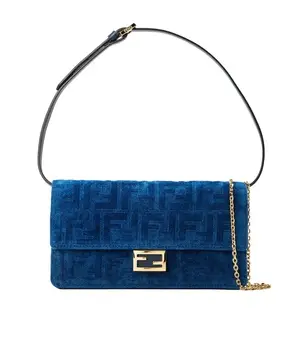Fendi Monogrammed Velvet Shoulder Bag