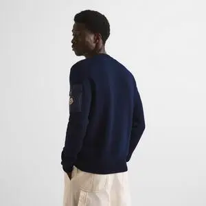 Moncler Crew Neck Knit Sweater With Pocket Detail - Black