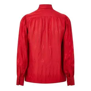 Gucci Long Sleeve Jacquard Blouse With Tie Neck