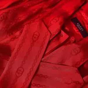 Gucci Long Sleeve Jacquard Blouse With Tie Neck