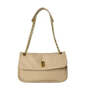 Bottega Veneta Solid Color Shoulder Bag  Nude