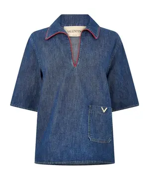 Valentino Garavani Short Sleeve Denim Tunic Shirt - No